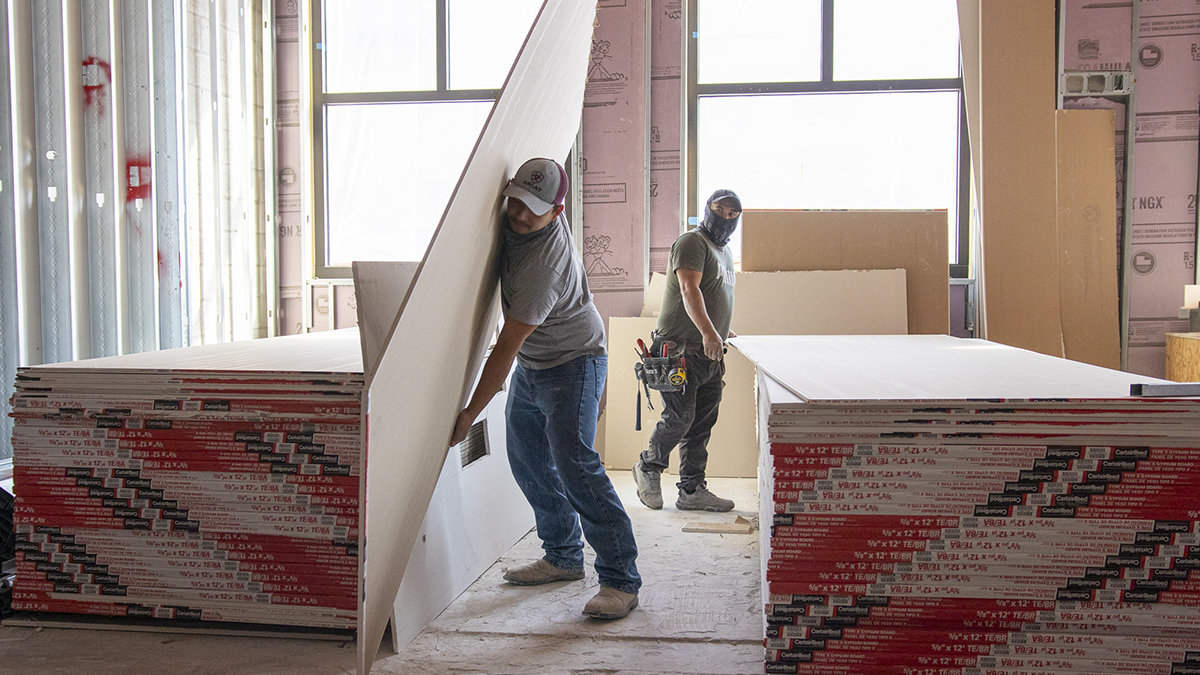 Peoples Bank Building First-Floor Interior Takes Shape as Drywall Work ...