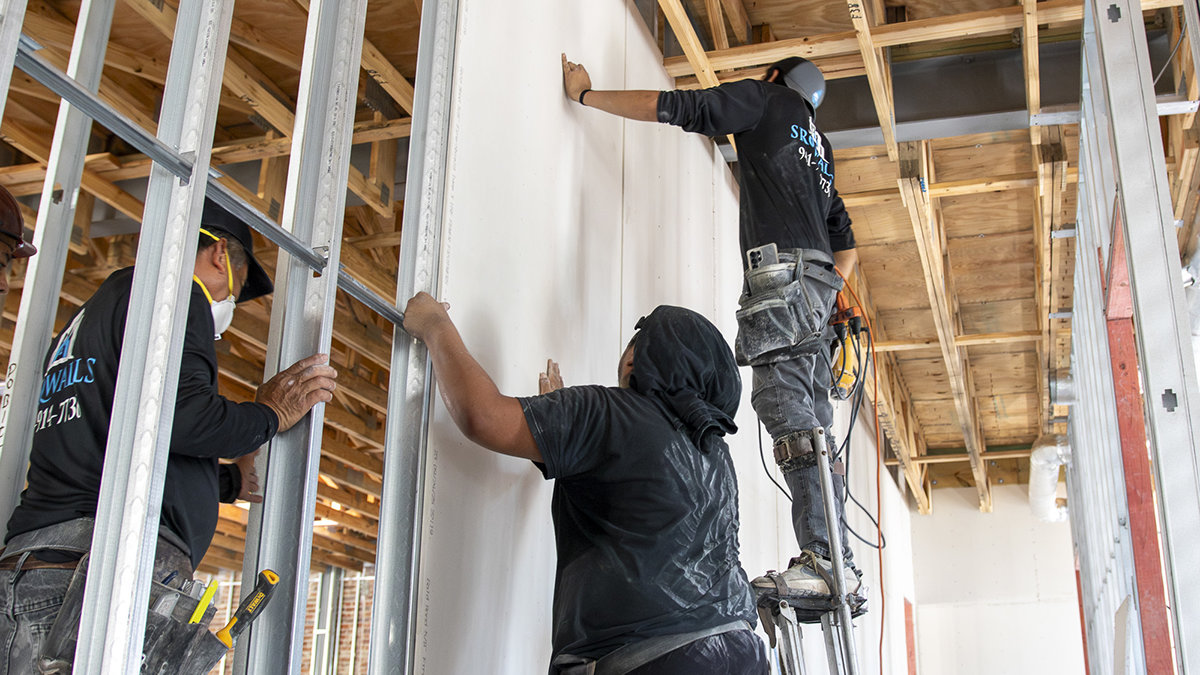 Second-Floor Drywall Installation Underway at the Woolworth Building