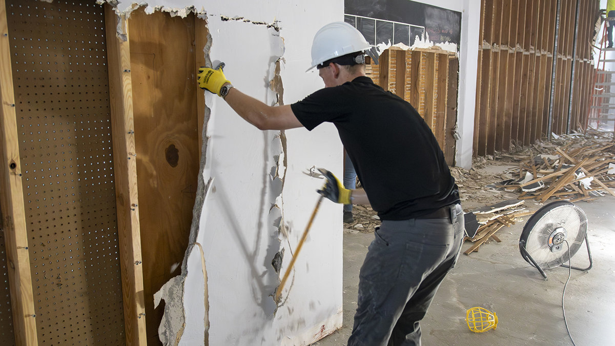 Drywall Removal Completes on the First Floor of the Brown Brothers Building