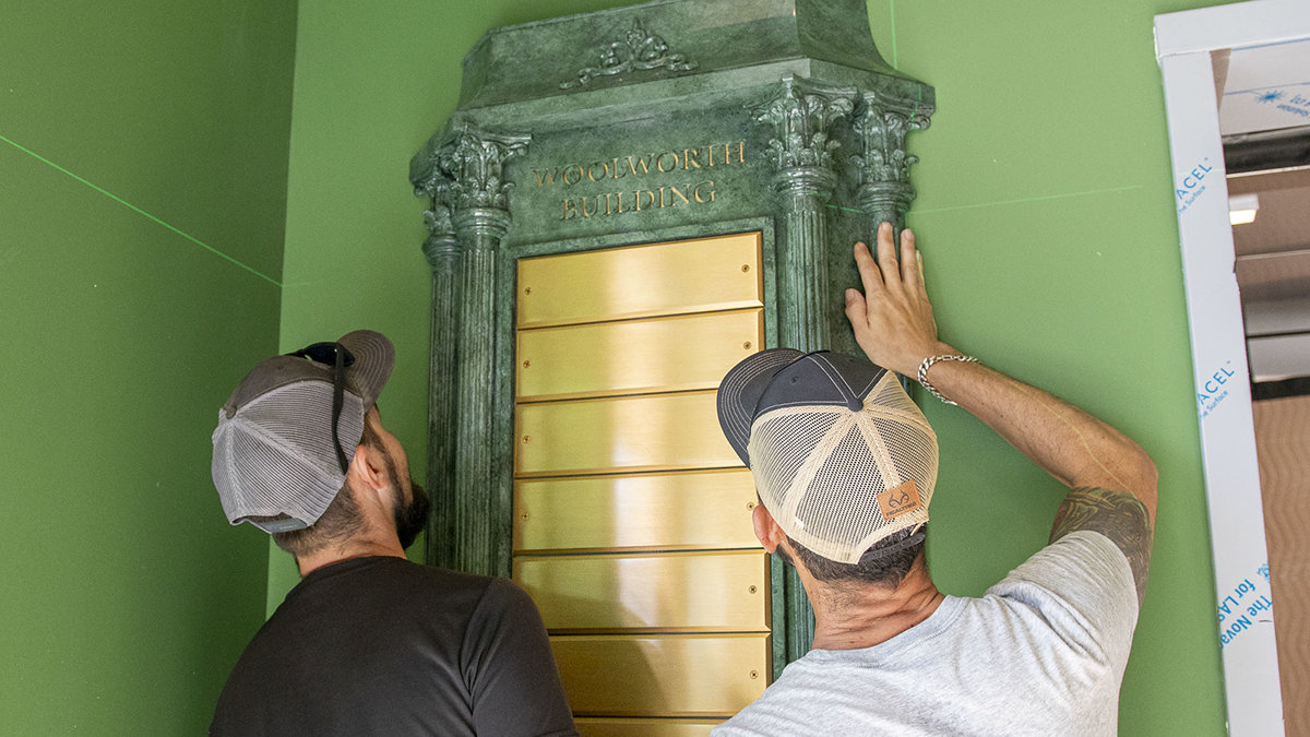 One-of-a-Kind Elevator Directory Installed in the Woolworth Lobby